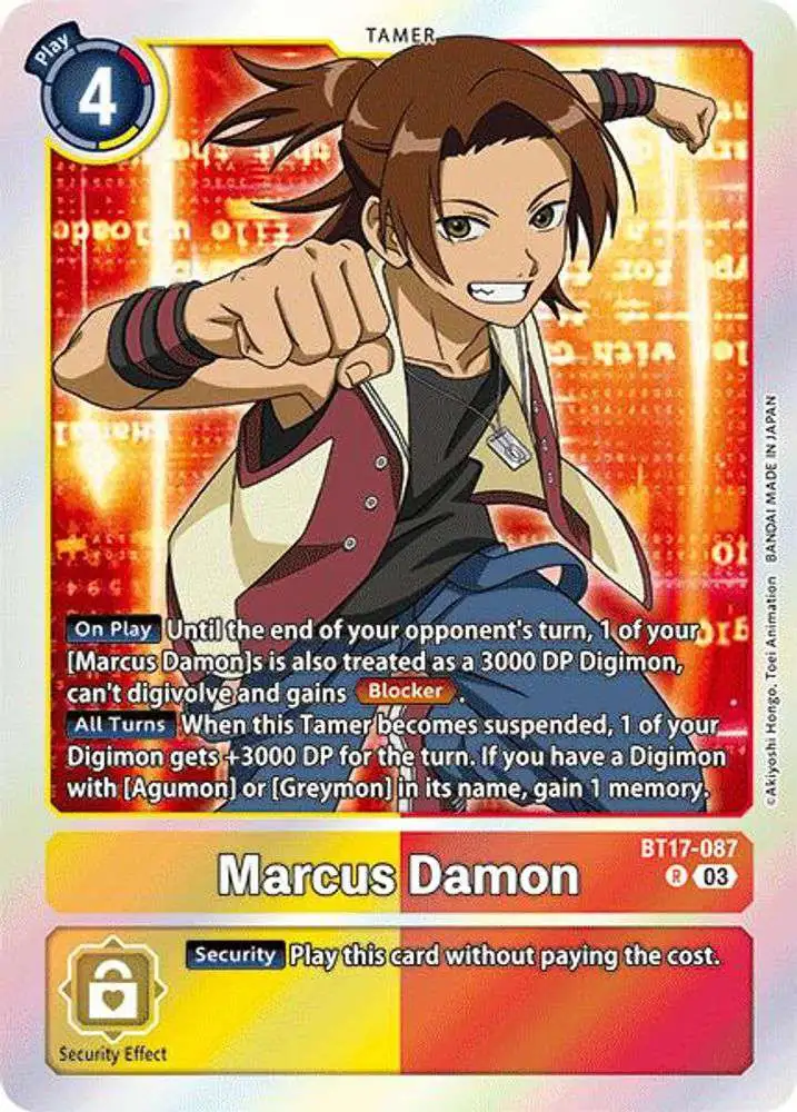Digimon Trading Card Game Secret Crisis Single Card Rare Marcus Damon BT17-087 - ToyWiz
