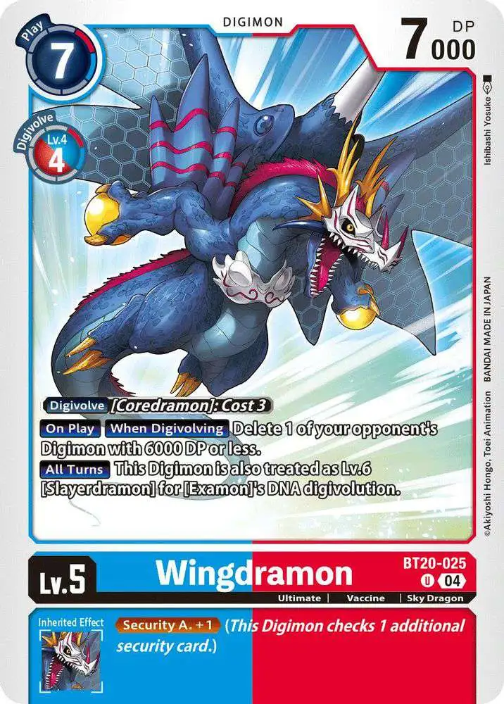 Digimon Trading Card Game Release Special Booster 2.5 Single Card Uncommon Wingdramon BT20-025 ...