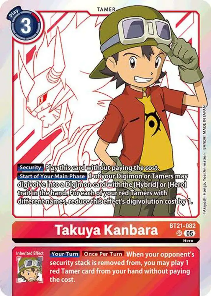 Digimon Trading Card Game World Convergence Single Card Super Rare Takuya Kanbara BT21-082 - ToyWiz