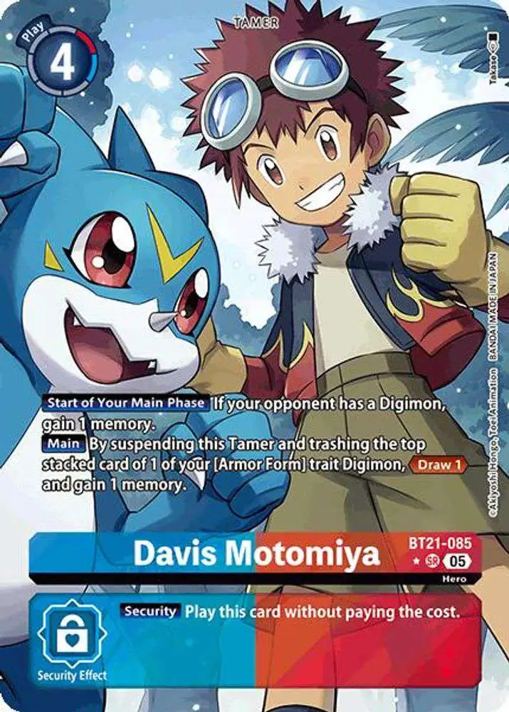Digimon Trading Card Game World Convergence Single Card Super Rare Davis Motomiya BT21-085 ...