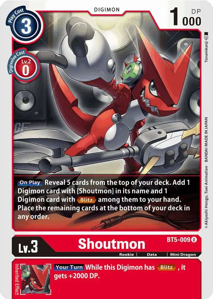 Digimon Trading Card Game Battle of Omni Single Card Uncommon Shoutmon BT5-009 - ToyWiz