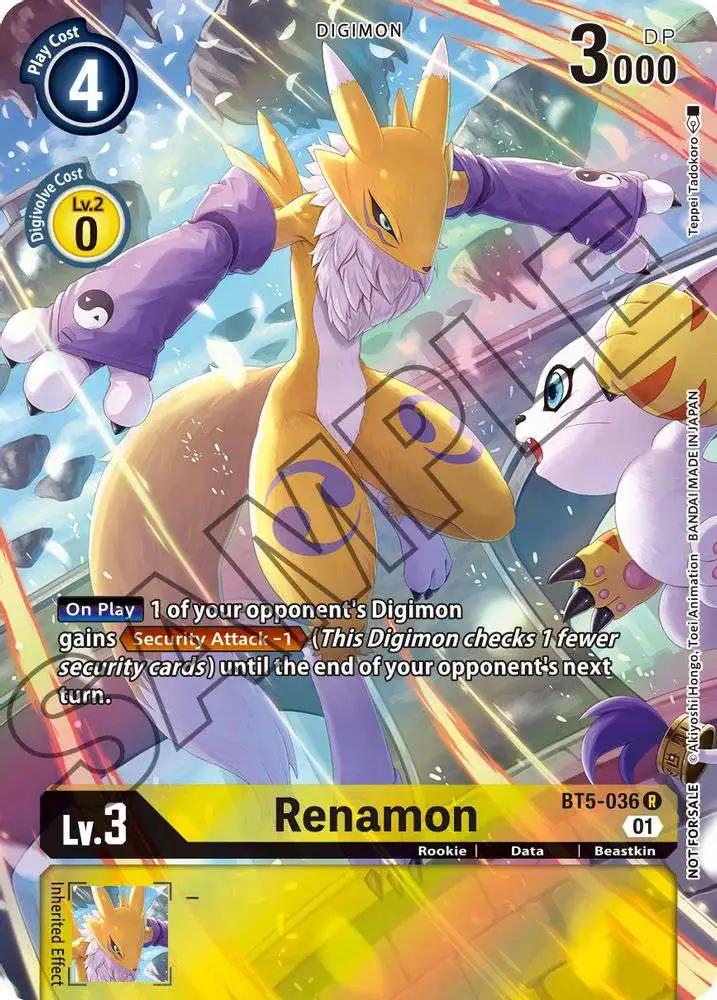 Digimon Trading Card Game Battle of Omni Single Card Rare Renamon BT5 ...