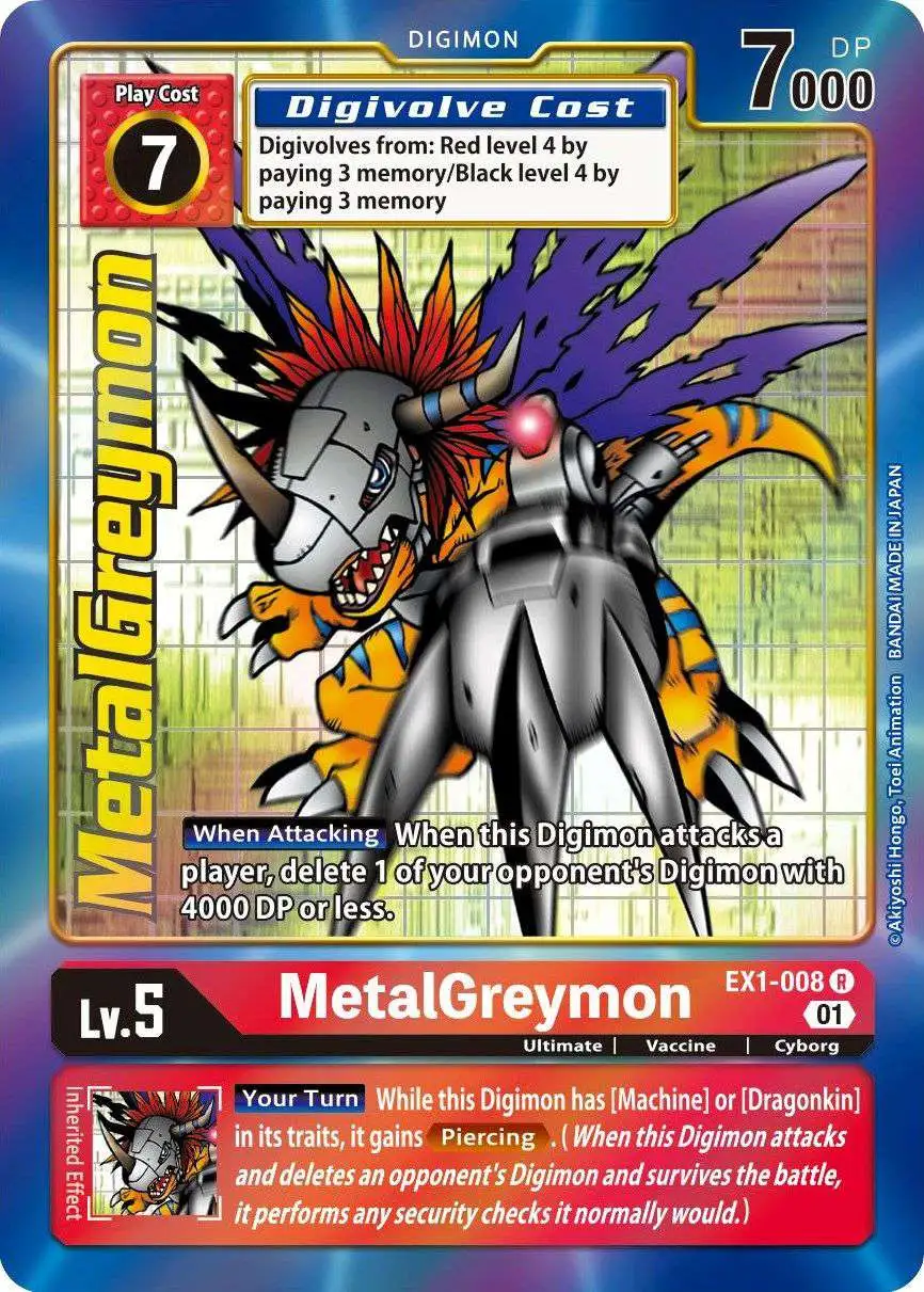 Digimon Trading Card Game Classic Collection Single Card Rare MetalGreymon EX1-008 Alternate Art ...