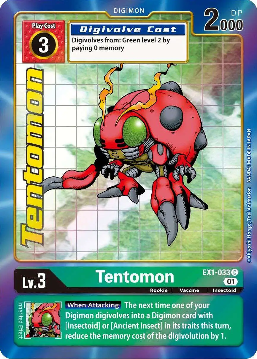 Digimon Trading Card Game Classic Collection Single Card Common Tentomon EX1-033 Alternate Art ...
