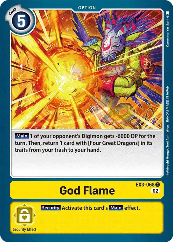 Digimon Trading Card Game Draconic Roar Single Card Common God Flame EX3-068 - ToyWiz