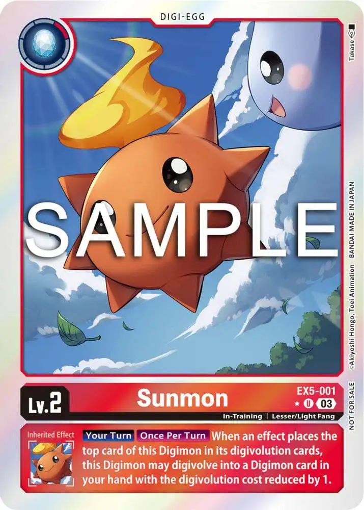Digimon Animal Colosseum Single Card Uncommon Sunmon EX5-001 Animal Colosseum Box Promotion Pack ...