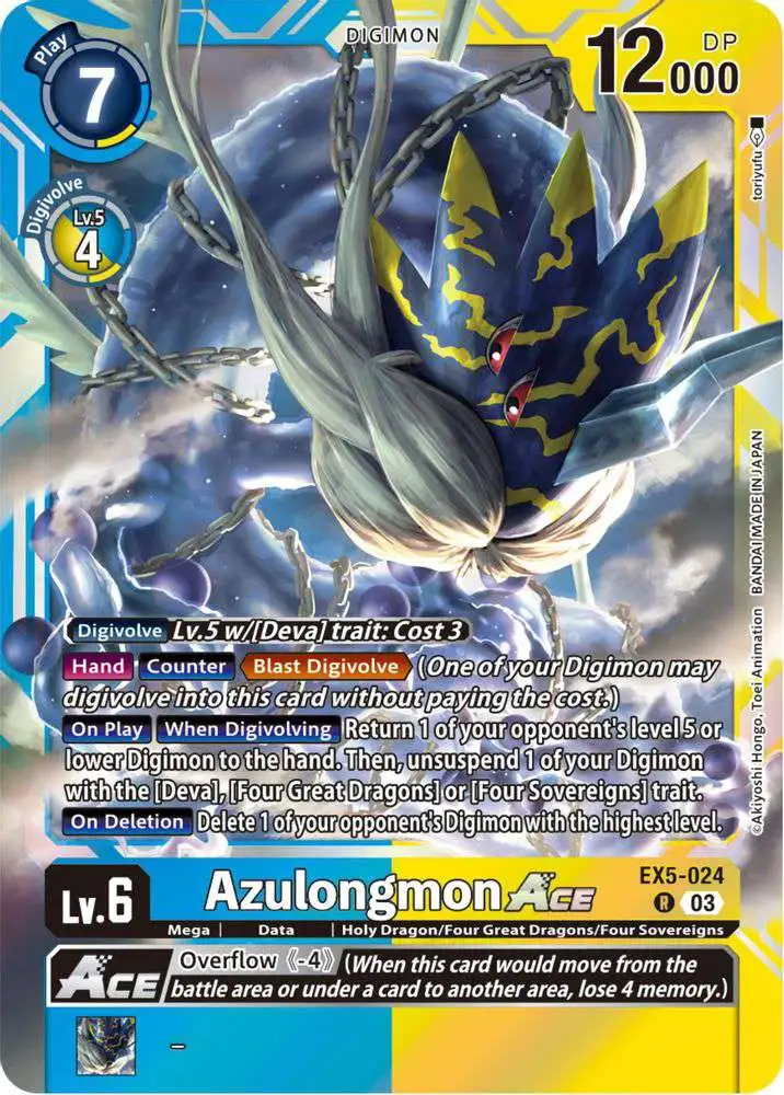 Digimon Animal Colosseum Single Card Rare Azulongmon Ace EX5-024 - ToyWiz