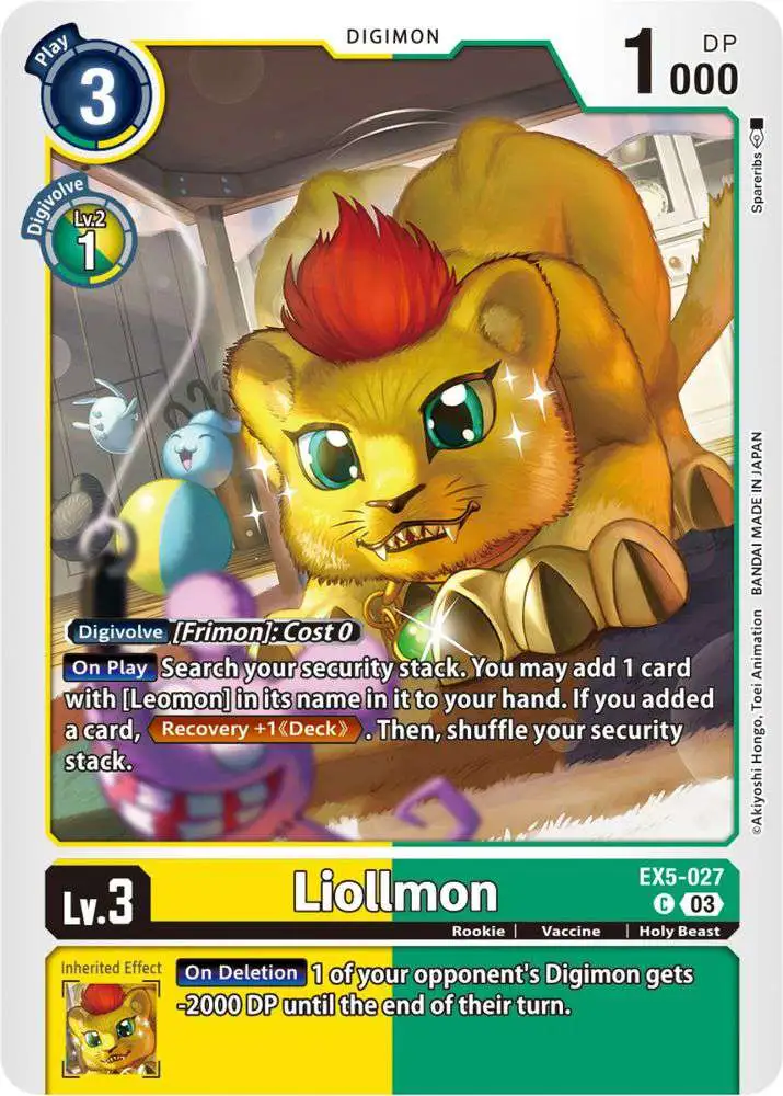 Digimon Animal Colosseum Single Card Common Liollmon EX5-027 - ToyWiz