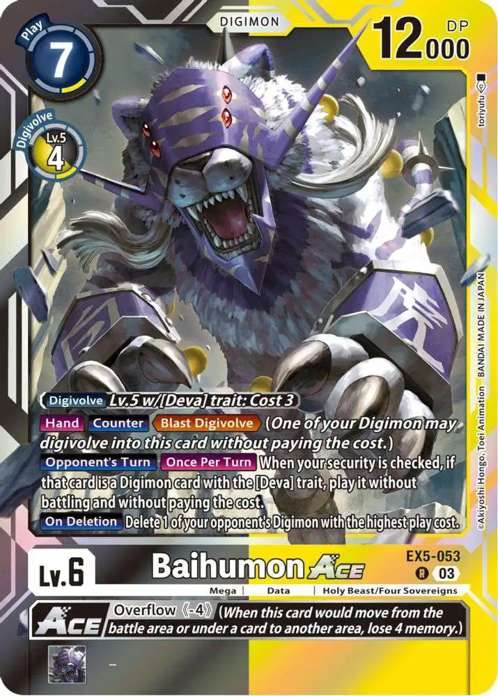 Digimon Animal Colosseum Single Card Rare Baihumon Ace EX5-053 - ToyWiz