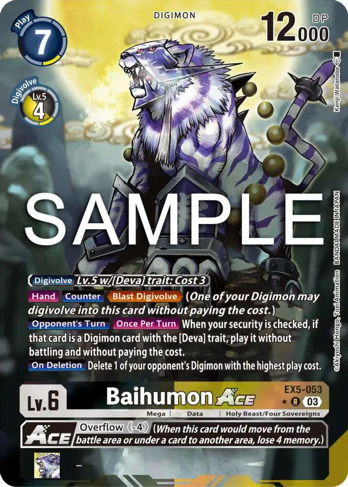 Digimon Animal Colosseum Single Card Rare Baihumon Ace EX5-053 Alternate Art - ToyWiz