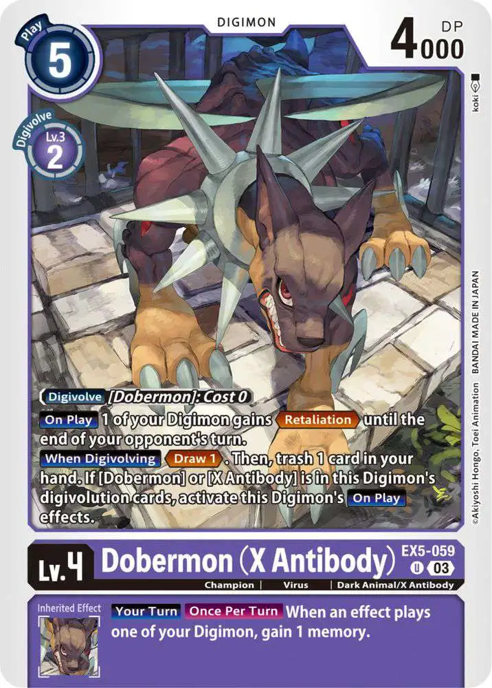 Digimon Animal Colosseum Single Card Uncommon Dobermon EX5-059 X Antibody - ToyWiz