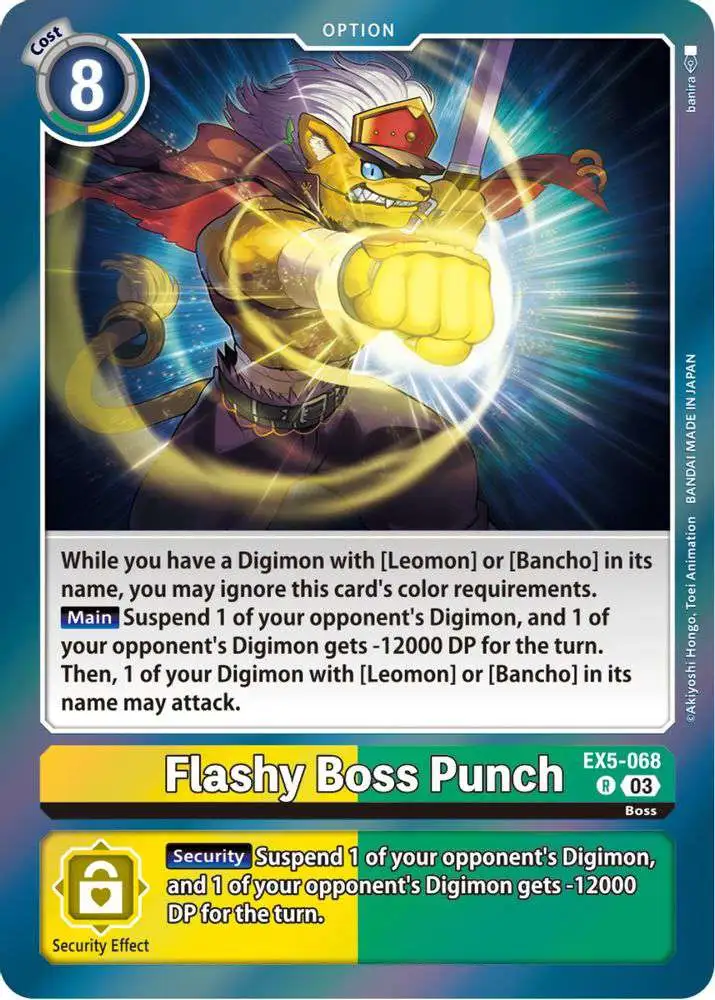 Digimon Animal Colosseum Single Card Rare Flashy Boss Punch EX5-068 ...