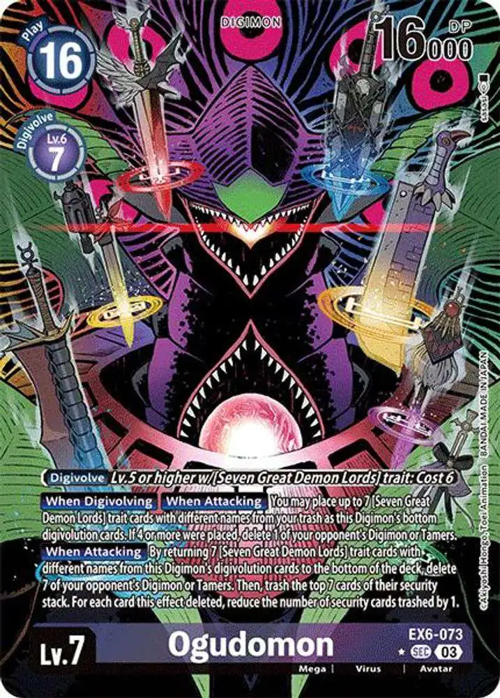 Digimon Trading Card Game Infernal Ascension Single Card Secret Rare Ogudomon EX6-073 Alternate ...