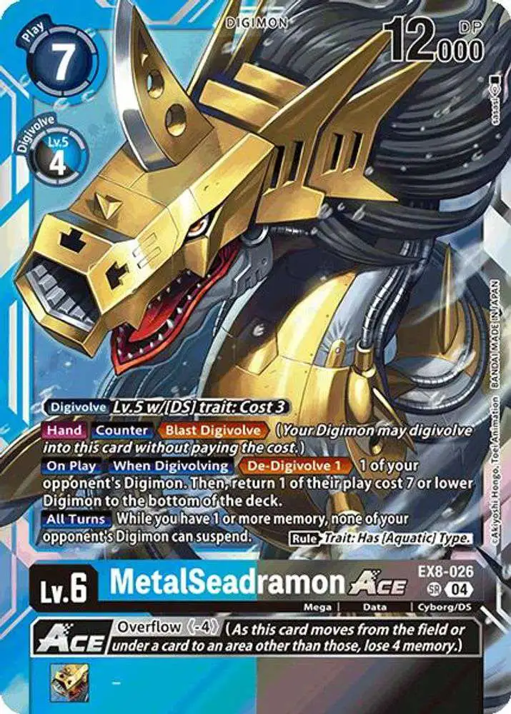Digimon Trading Card Game Chain of Liberation Single Card Super Rare MetalSeadramon ACE EX8-026 ...