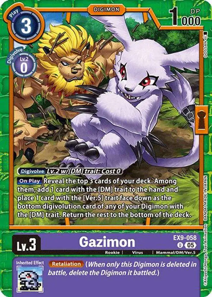 Digimon Trading Card Game Versus Monsters Single Card Uncommon Gazimon EX9-058 - ToyWiz