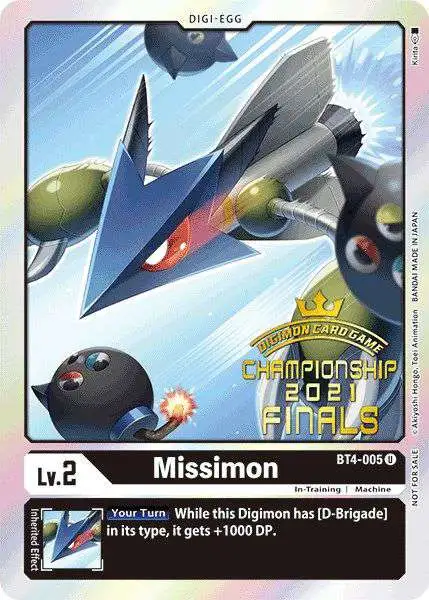 Digimon Trading Card Game Great Legend Single Card Uncommon Missimon BT4-005 2021 Championship ...