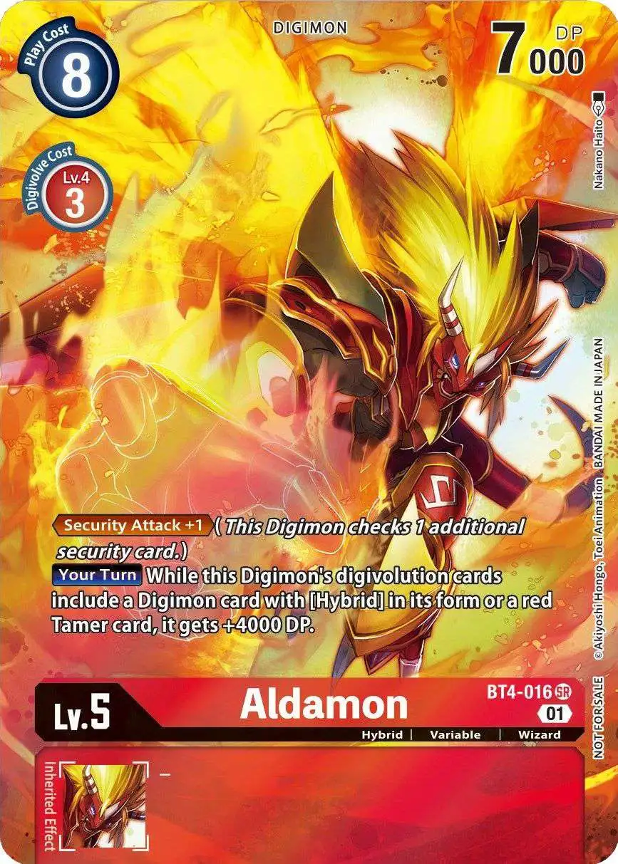 Digimon Trading Card Game Great Legend Single Card Super Rare Aldamon BT4-016 1-Year Anniversary ...