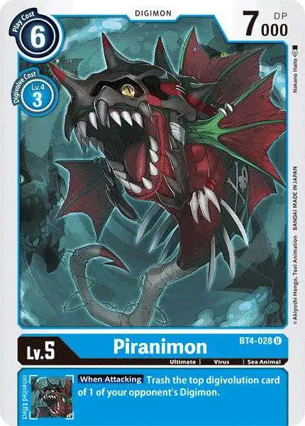 Digimon Trading Card Game Great Legend Single Card Uncommon Piranimon BT4-028 - ToyWiz