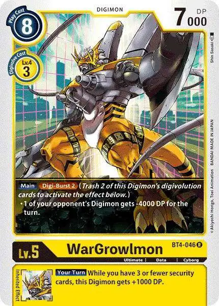 Digimon Trading Card Game Great Legend Single Card Rare WarGrowlmon BT4-046 - ToyWiz