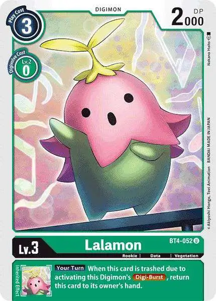 Digimon Trading Card Game Great Legend Single Card Uncommon Lalamon BT4-052 - ToyWiz