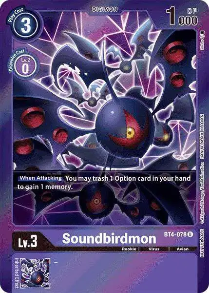 Digimon Trading Card Game Great Legend Single Card Uncommon Soundbirdmon BT4-078 Event Pack 2 ...