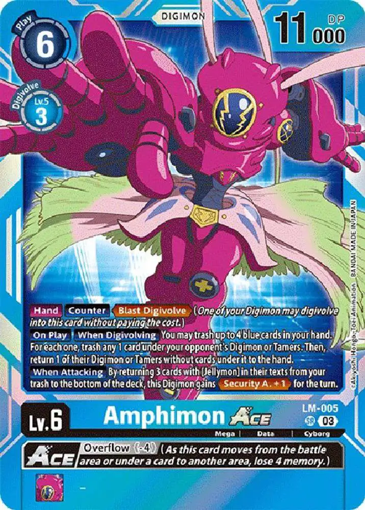 Digimon Exceed Apocalypse Single Card Super Rare Amphimon Ace LM-005 English Exclusive - ToyWiz
