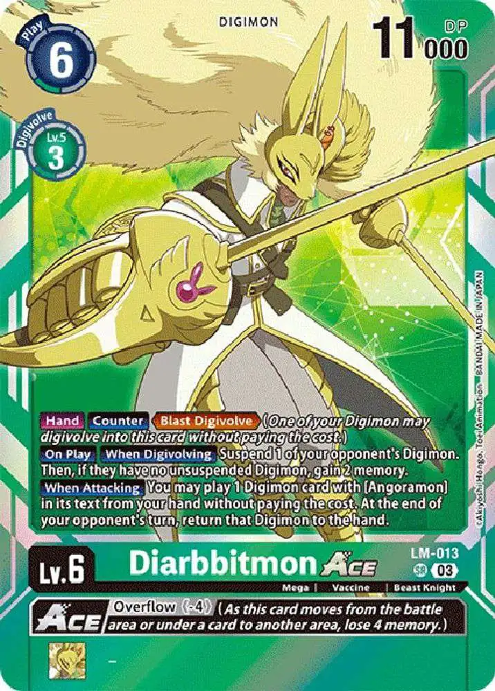 Digimon Exceed Apocalypse Single Card Super Rare Diarbbitmon Ace LM-013 ...