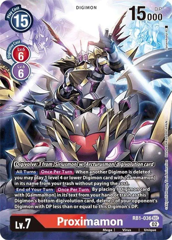 Digimon Trading Card Game Resurgence Booster Single Card Secret Rare Proximamon RB1-036 Textured ...