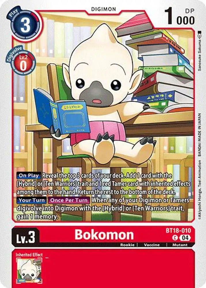 Digimon Trading Card Game Release Special Booster 2.0 Single Card Common Bokomon BT18-010 - ToyWiz
