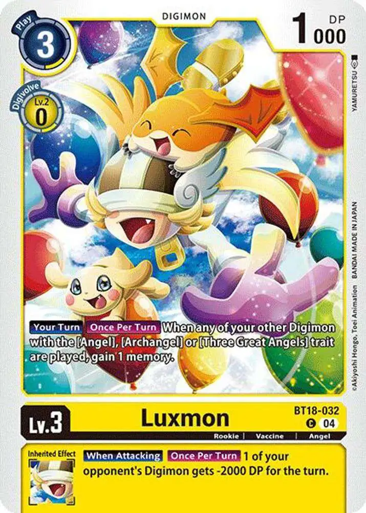 Digimon Trading Card Game Release Special Booster 2.0 Single Card Common Luxmon BT18-032 - ToyWiz