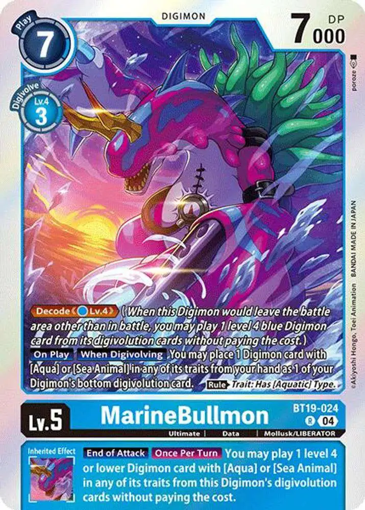 Digimon Trading Card Game Release Special Booster 2.0 Single Card Rare MarineBullmon BT19-024 ...