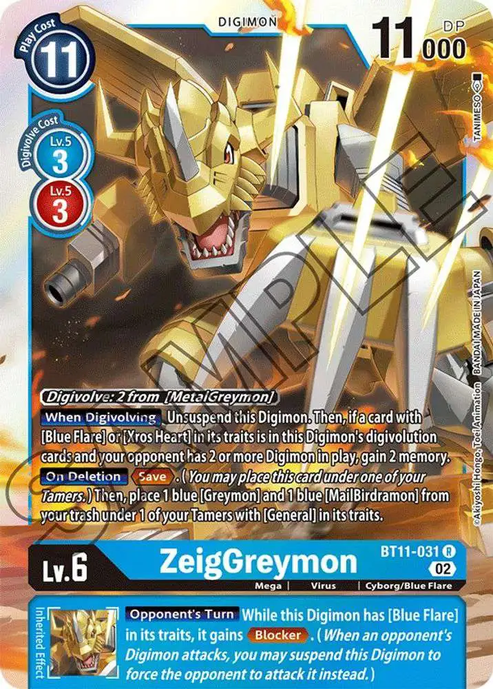 Digimon Trading Card Game Dimensional Phase Single Card Rare ZeigGreymon BT11-031 - ToyWiz