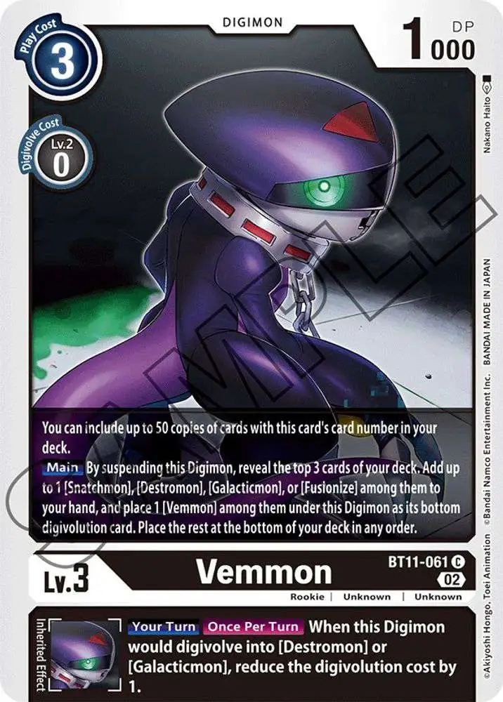 Digimon Trading Card Game Dimensional Phase Single Card Common Vemmon BT11-061 - ToyWiz