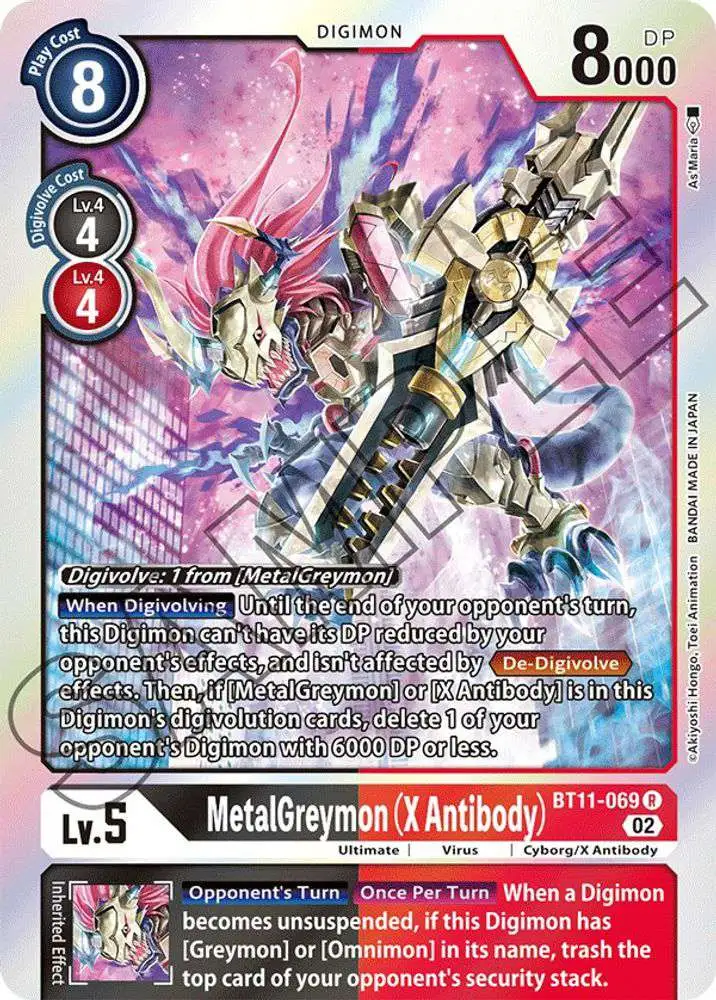 Digimon Trading Card Game Dimensional Phase Single Card Rare MetalGreymon X Antibody BT11-069 ...