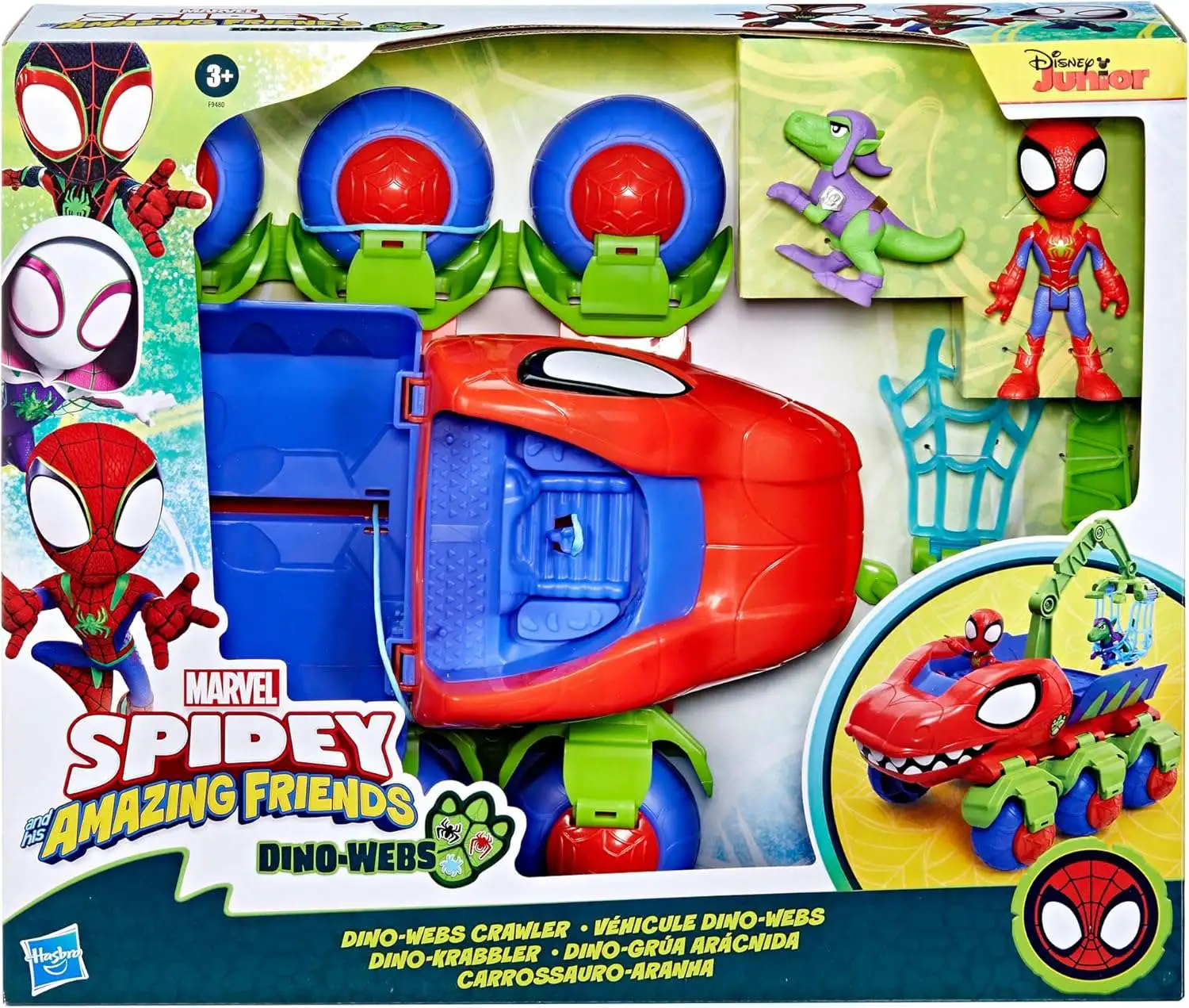 Marvel Spidey His Amazing Friends Dino-Webs Crawler Car 4 Playset ...
