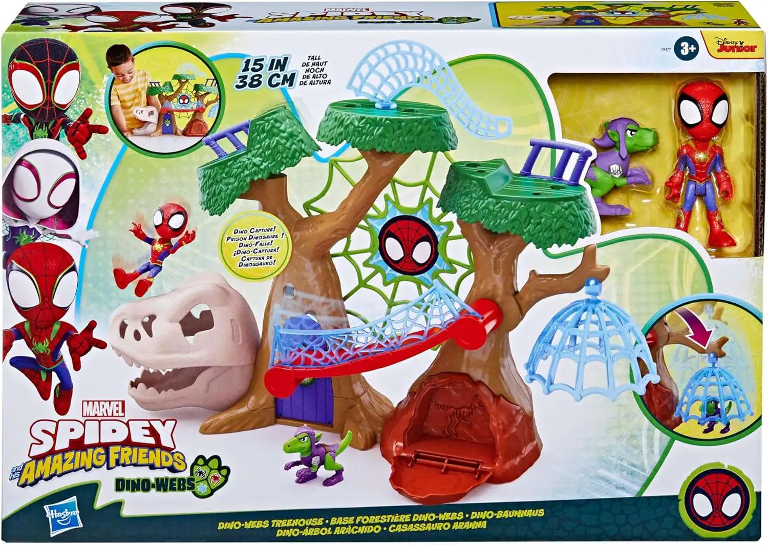 Marvel Spidey His Amazing Friends Dino-Webs Treehouse 4 Playset Spider ...