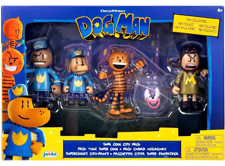 Dog Man Supa Cat Dog Man, Chief, Petey, Mayor Flippy Action Figure 5 ...