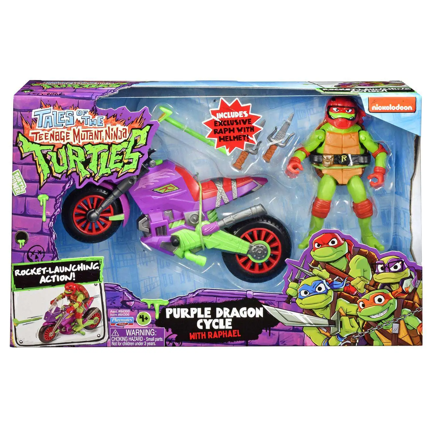 Teenage Mutant Ninja Turtles Tales of the TMNT Purple Dragon Cycle with Raphael 4.5 Vehicle ...