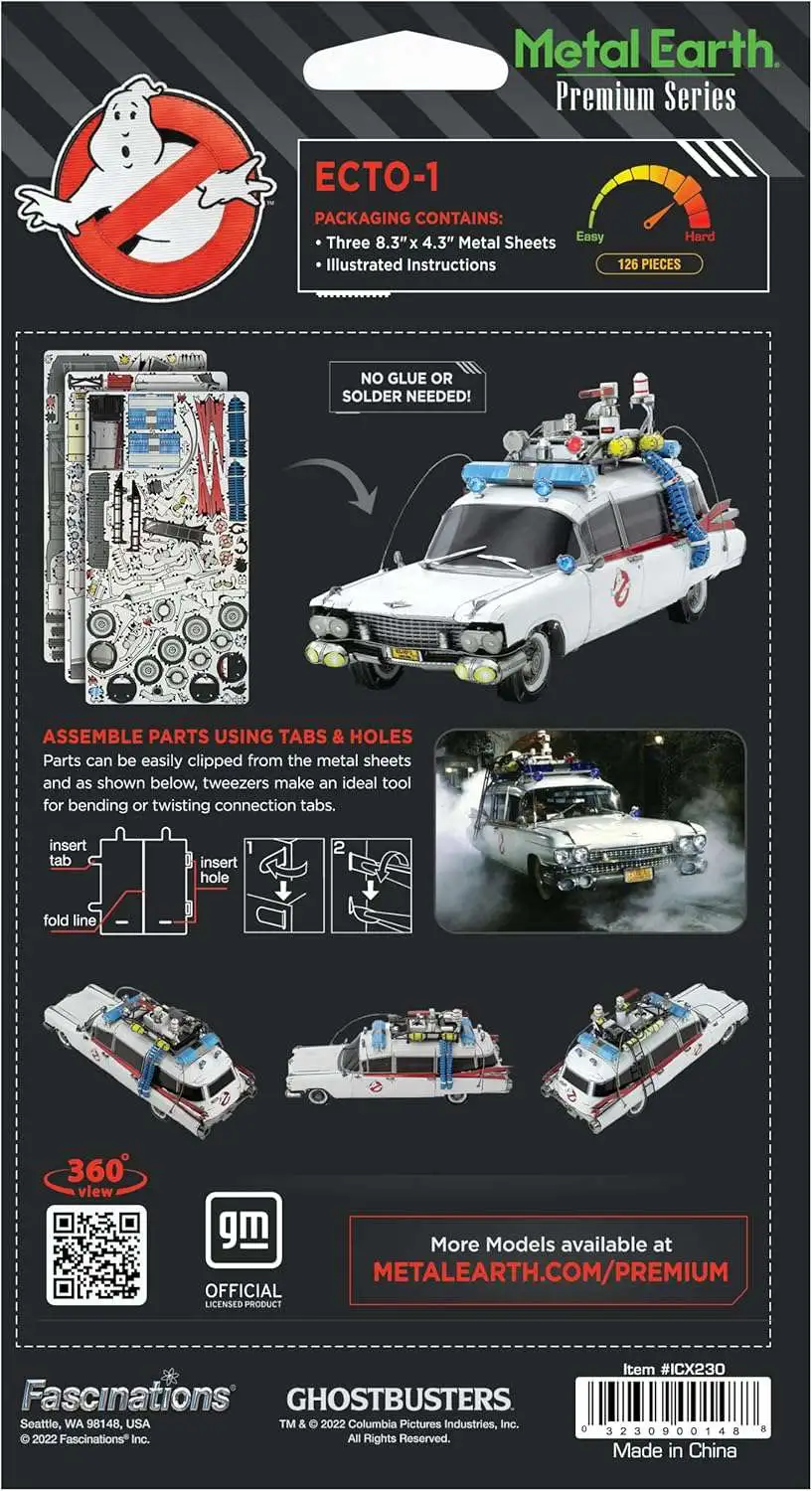 Metal Earth Ghostbusters Ecto-1 4 3D Metal Model Kit Fascinations - ToyWiz