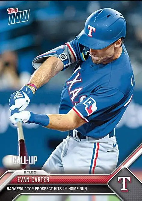 MLB Texas Rangers 2023 NOW Baseball Single Card Evan Carter Exclusive 852 Rookie, Hits 1st Home ...