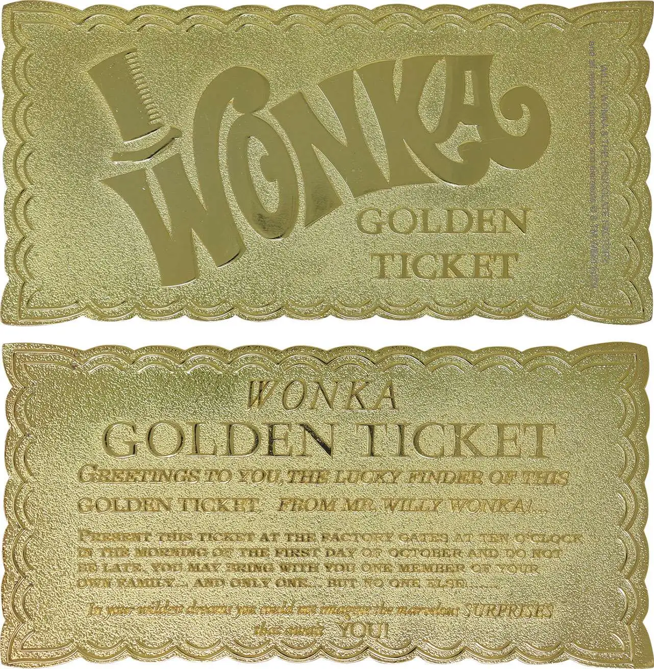 Willy Wonka The Chocolate Factory Golden Ticket Limited Edition Metal ...