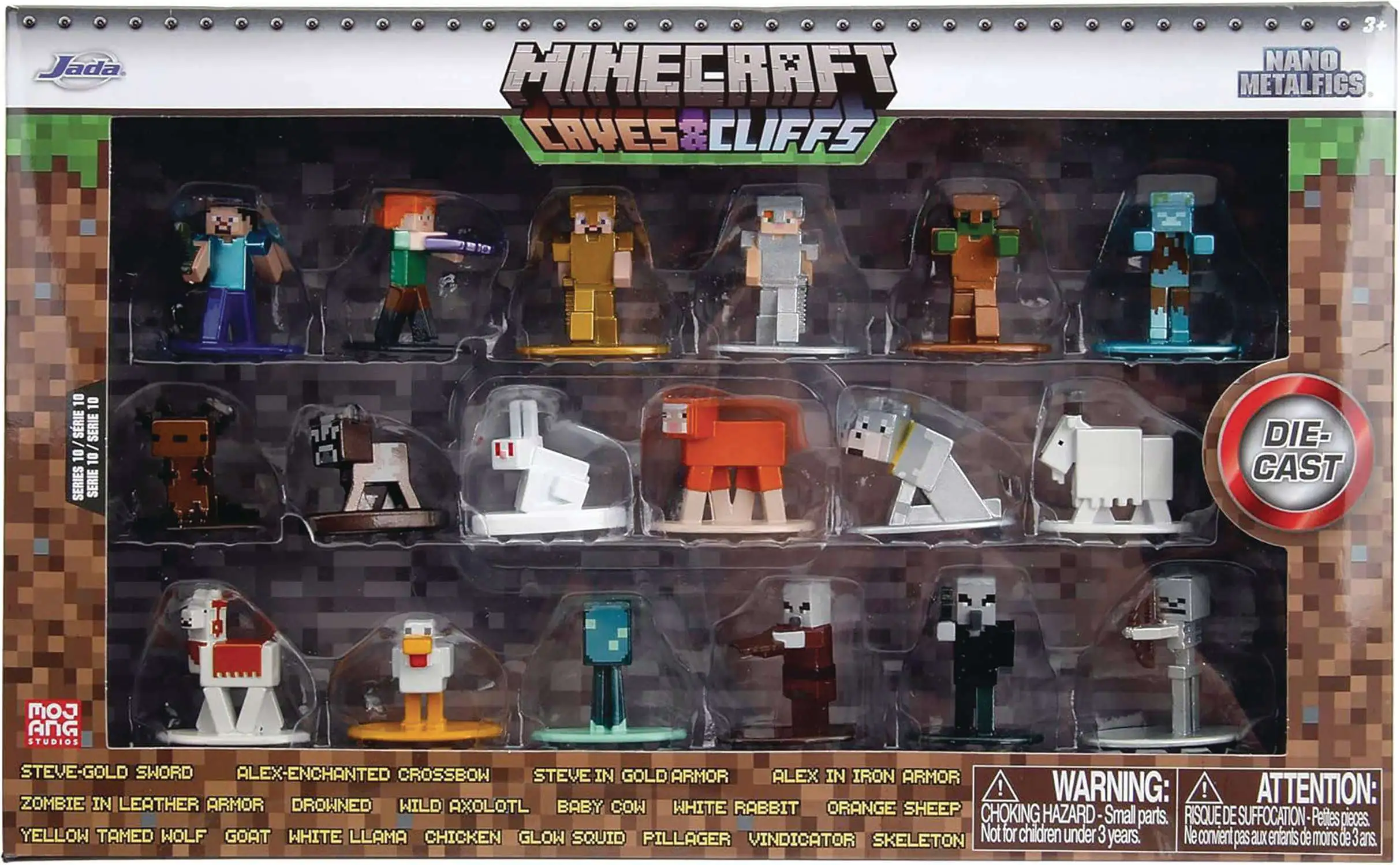 Minecraft Nano Metalfigs Minecraft 1.65 Diecast Figure 18-Pack Caves ...