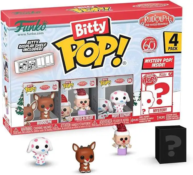 Funko Rudolph the Red-Nosed Reindeer Bitty POP Rudolph, Charlie-in-The ...