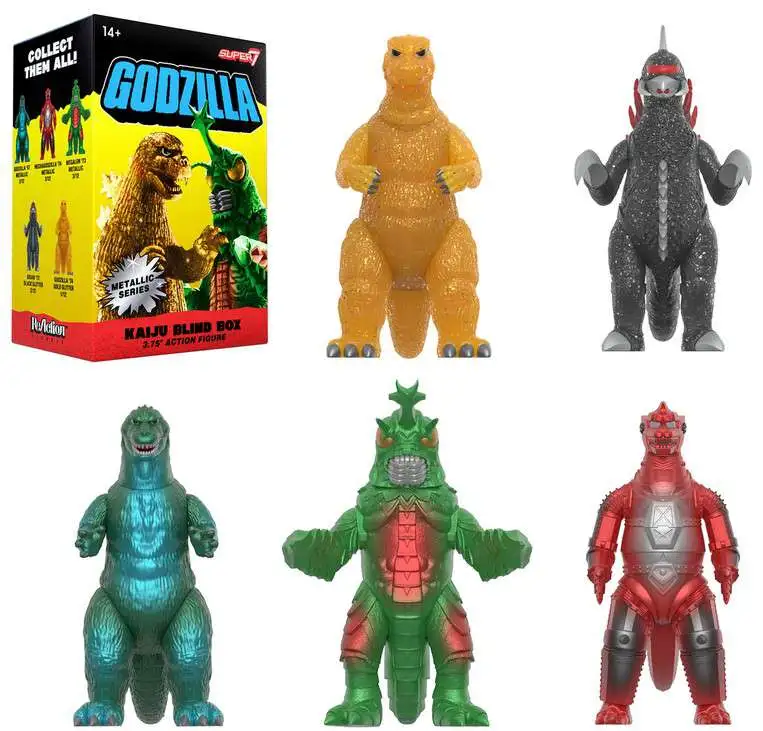 Godzilla ReAction TOHO Godzilla Kaiju Metallic 3.75 Mystery Box 12 ...