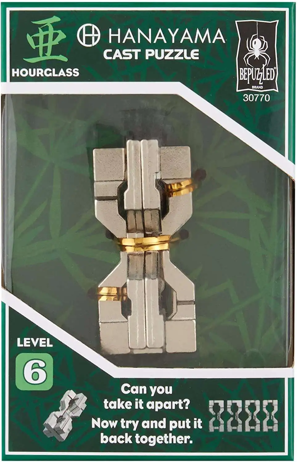 Hanayama Hourglass Cast Metal Puzzle Level 6 - ToyWiz