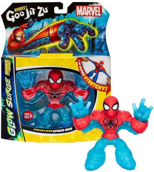 Heroes of Goo Jit Zu Marvel Glow Surge Spider-Man Action Figure Glows ...