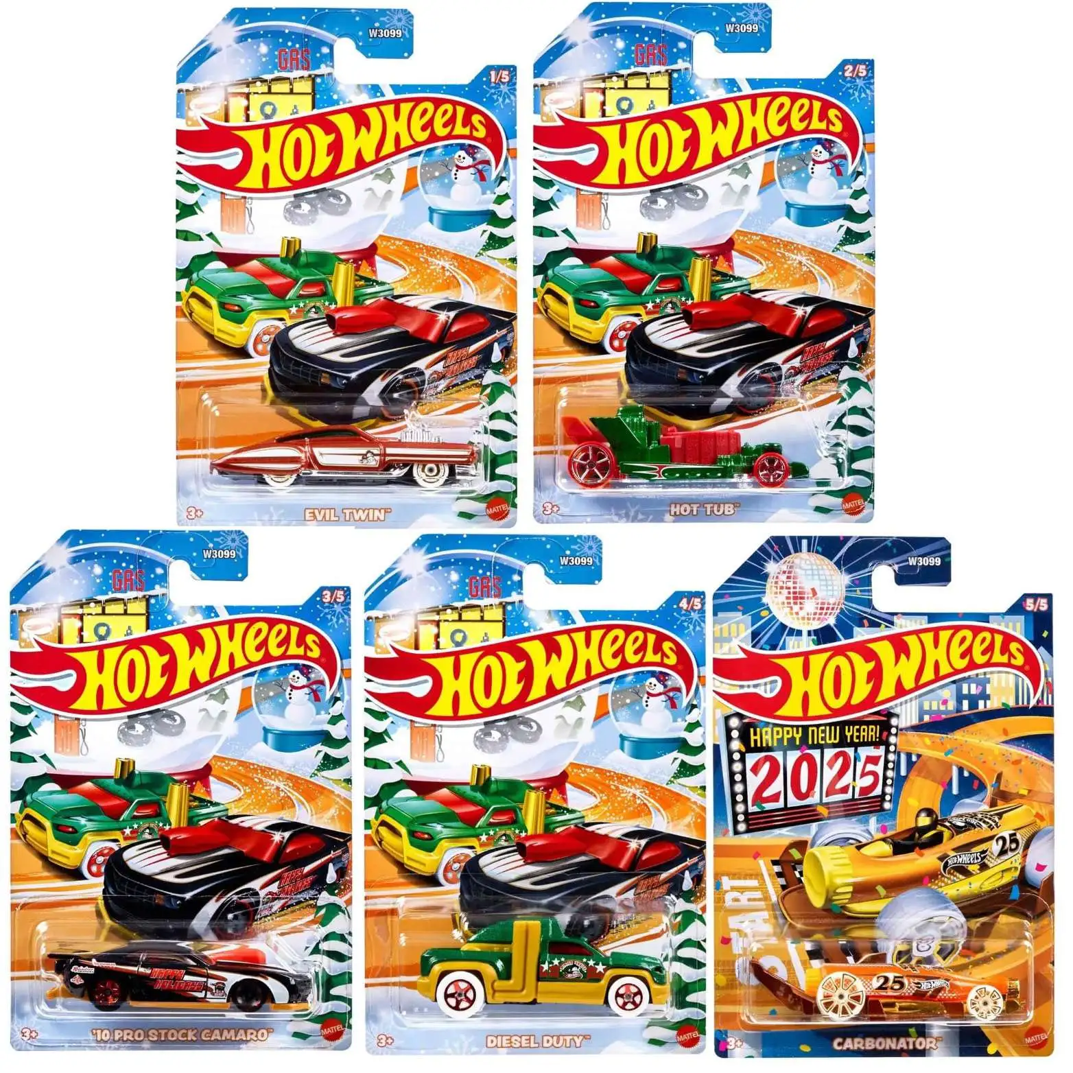 Hot Wheels 2024 Holiday Hot Rods 164 Set of 5 Diecast Cars Mattel Toys ...