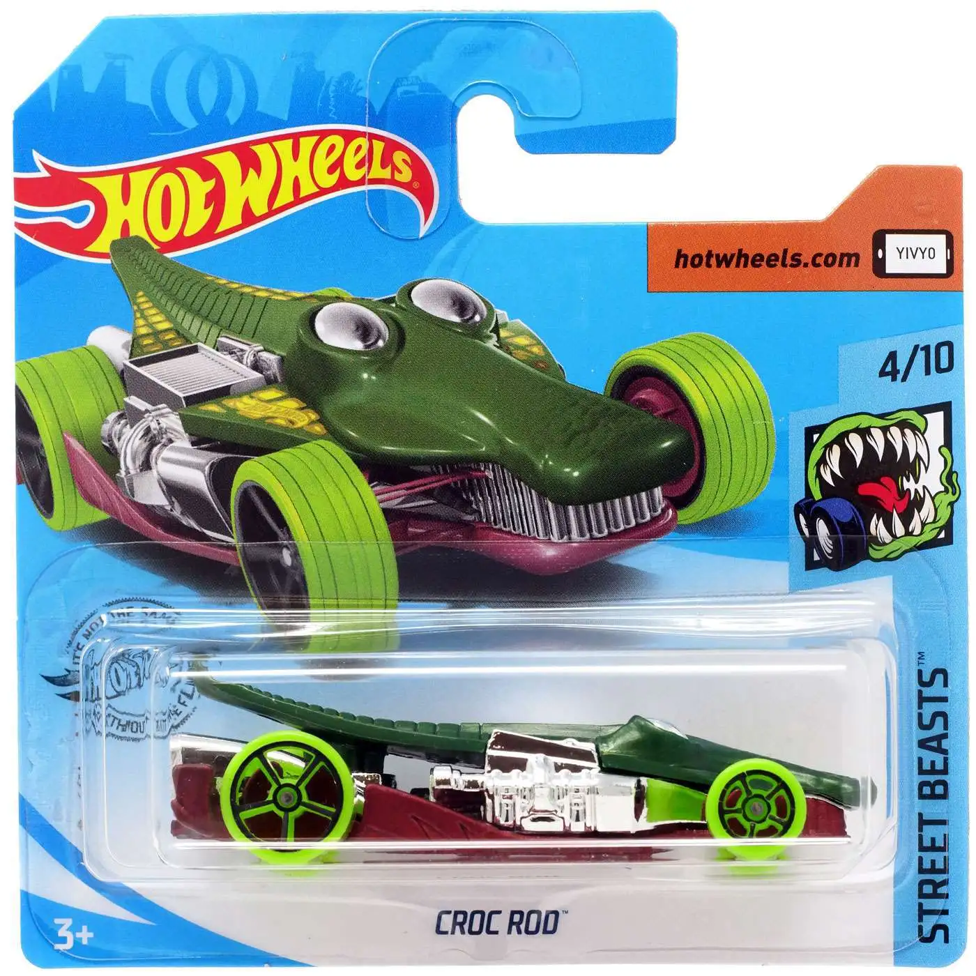 Hot Wheels Street Beasts Croc Rod 164 Diecast Car 410 Short Card Mattel ...