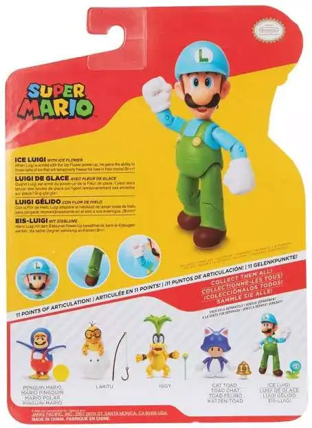 World of Nintendo Super Mario Wave 36 Ice Luigi 4 Action Figure with Ice Flower Jakks Pacific ...