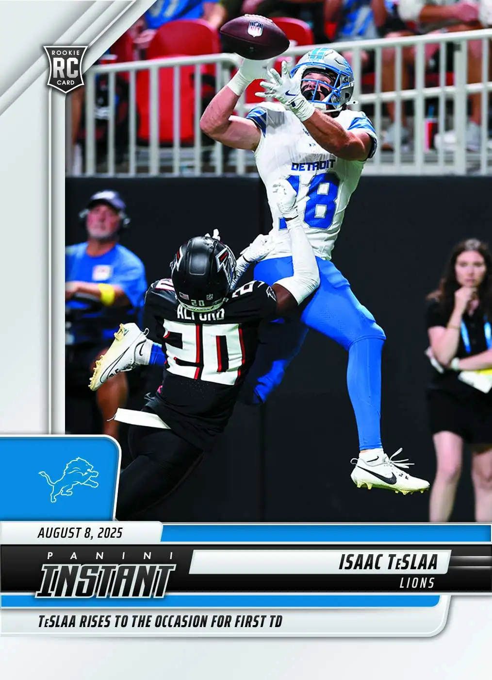 NFL Detroit Lions 2025 Instant Football Single Card Isaac Teslaa 10 ...